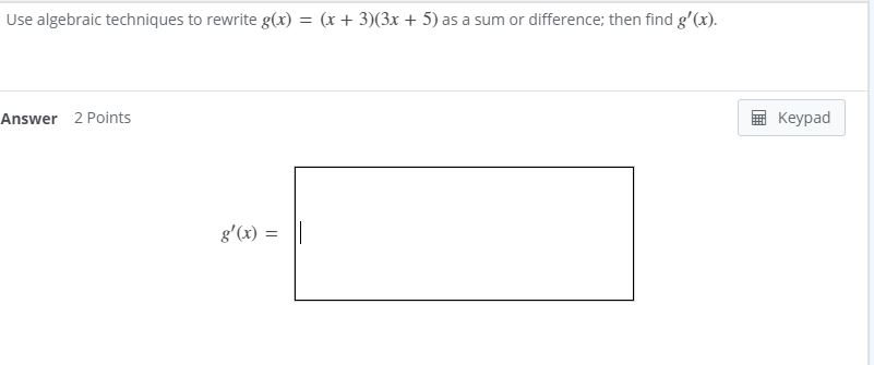 Solved Use algebraic techniques to rewrite g(x) = (x + 3)(3x | Chegg.com