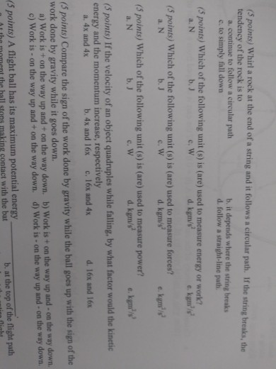 Solved (3 points) Whirl a rock at the end of a string and it | Chegg.com