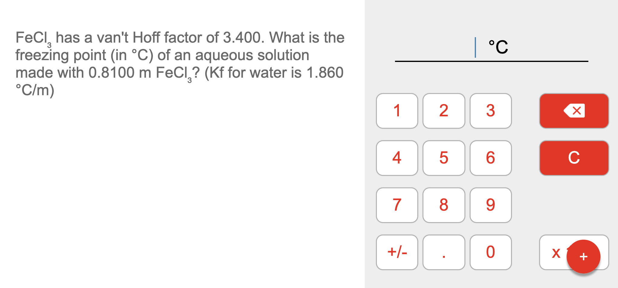Solved FeCl3 has a van't Hoff factor of 3.400. What is the | Chegg.com