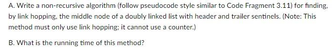 Solved A Write A Non Recursive Algorithm Follow Pseudocode 5647
