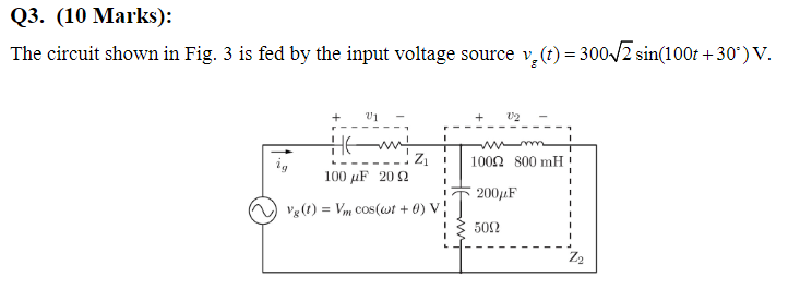 Solved The circuit shown in Fig. 3 is fed by the input | Chegg.com