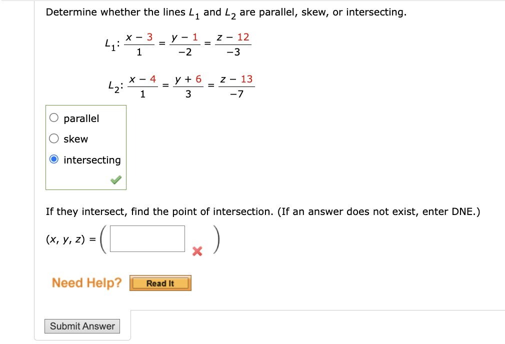 Solved Determine whether the lines L1 and L2 are parallel, | Chegg.com