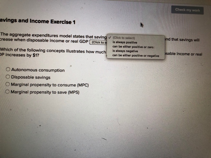 Solved Help Save& Exit Subm Check my work Savings and Income | Chegg.com