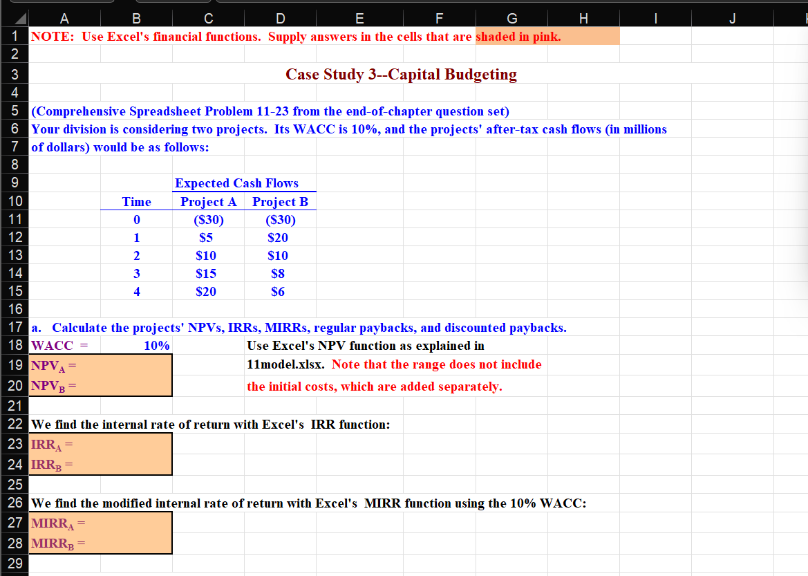 Case Study 3--Capital Budgeting (Comprehensive | Chegg.com