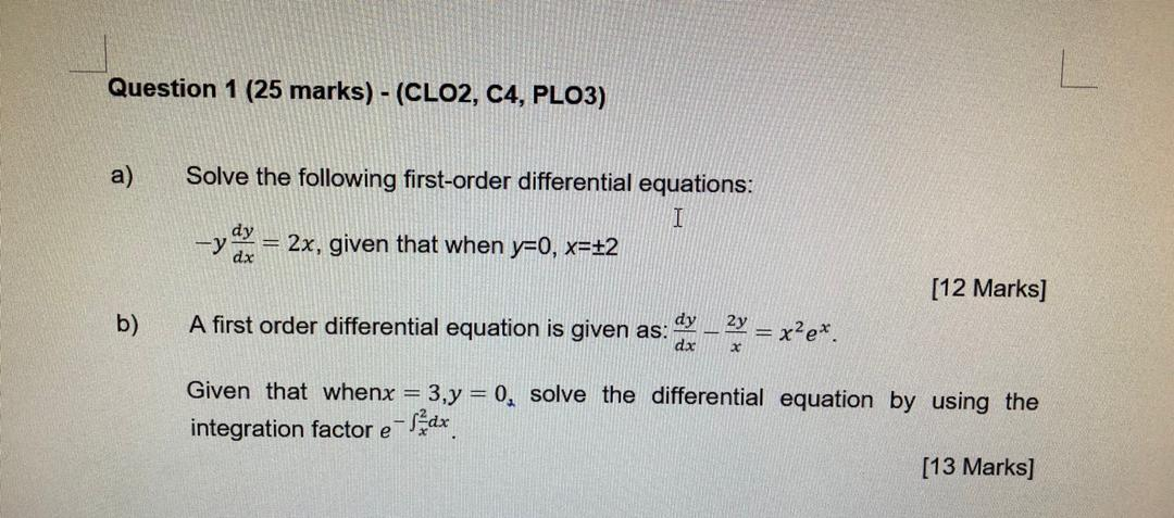 Solved Question 1 (25 marks) - (CLO2, C4, PLO3) a) Solve the | Chegg.com