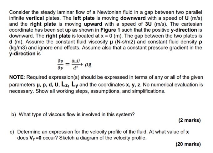 Solved Consider the steady laminar flow of a Newtonian fluid | Chegg.com