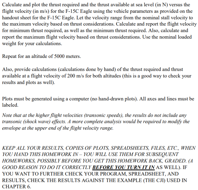 Solved Calculate and plot the thrust required and the thrust | Chegg.com