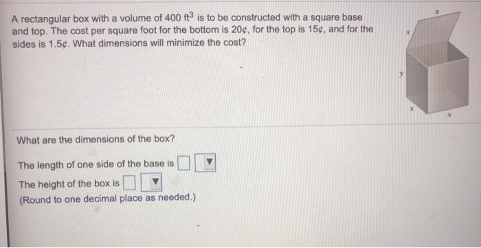 Solved A rectangular box with a volume of 400 ft3 is to be | Chegg.com