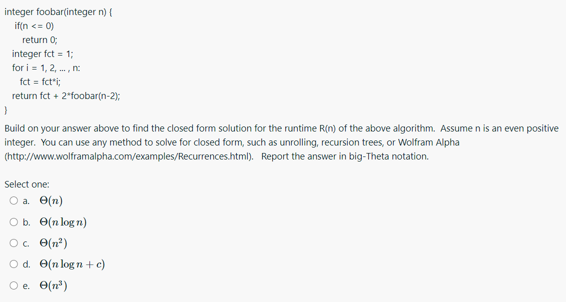Solved integer foobar(integer n) { if(n