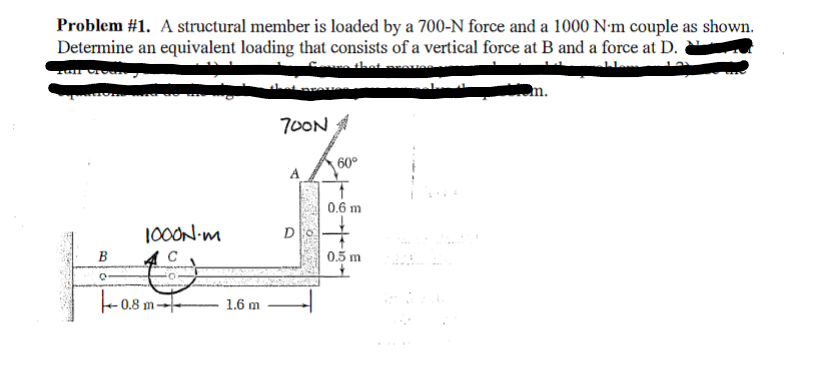 Solved Problem #1. A structural member is loaded by a 700−N | Chegg.com
