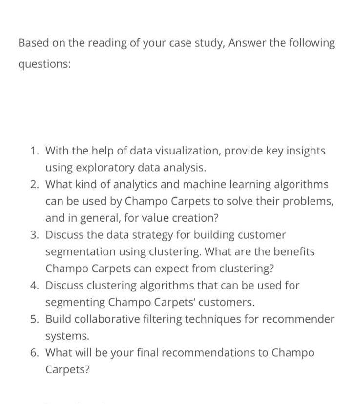 Solved Based on the reading of your case study, Answer the | Chegg.com
