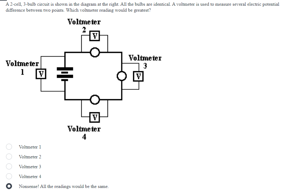 Solved A 2-cell, 3-bulb circuit is shown in the diagram at | Chegg.com