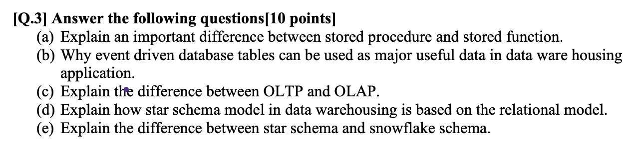 Solved [Q.3] Answer the following questions[10 points] (a) | Chegg.com