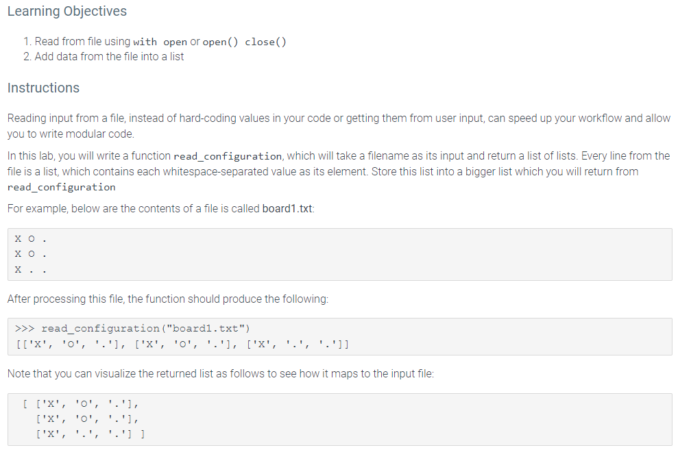 Solved Learning Objectives 1. Read from file using with open | Chegg.com