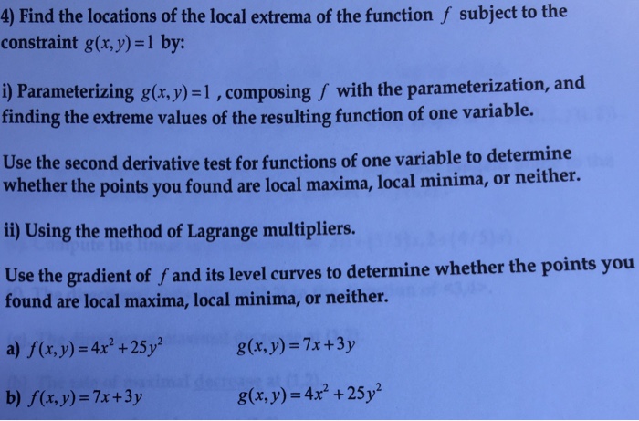 Solved Find the locations of the local extrema of the | Chegg.com