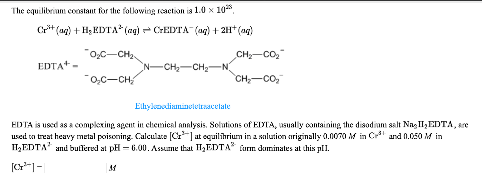 Solved The equilibrium constant for the following reaction | Chegg.com