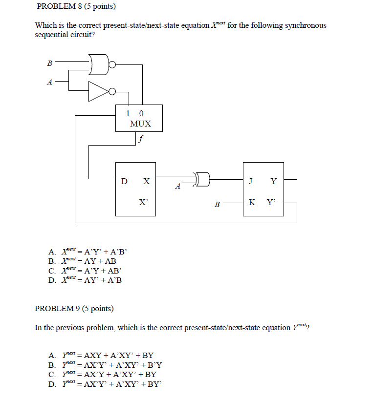 Solved PROBLEM 8 (5 points) Which is the correct | Chegg.com