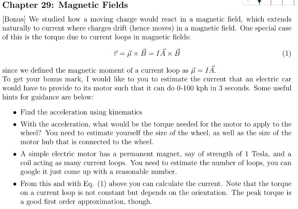 Solved Chapter 29: Magnetic Fields [Bonus] We studied how a | Chegg.com