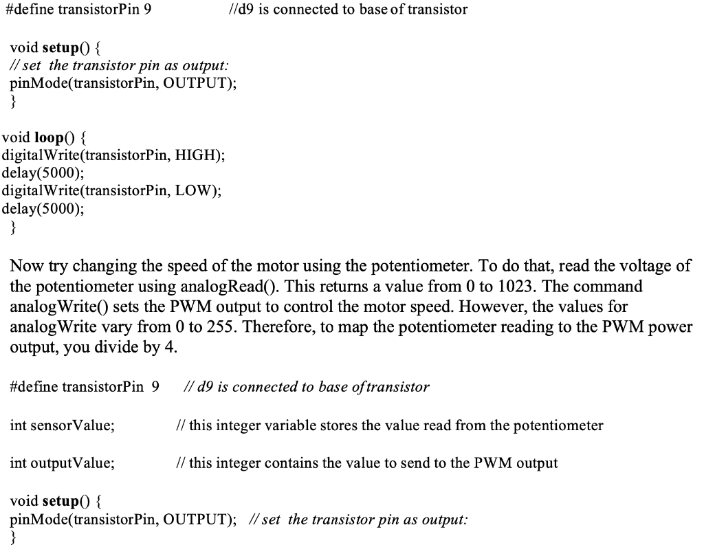 Solved Complete the software code to test that your motor | Chegg.com