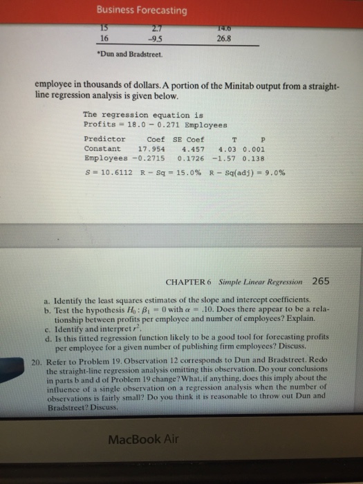 Solved Business Forecasting 16 26.8 "Dun and Bradstreet. | Chegg.com