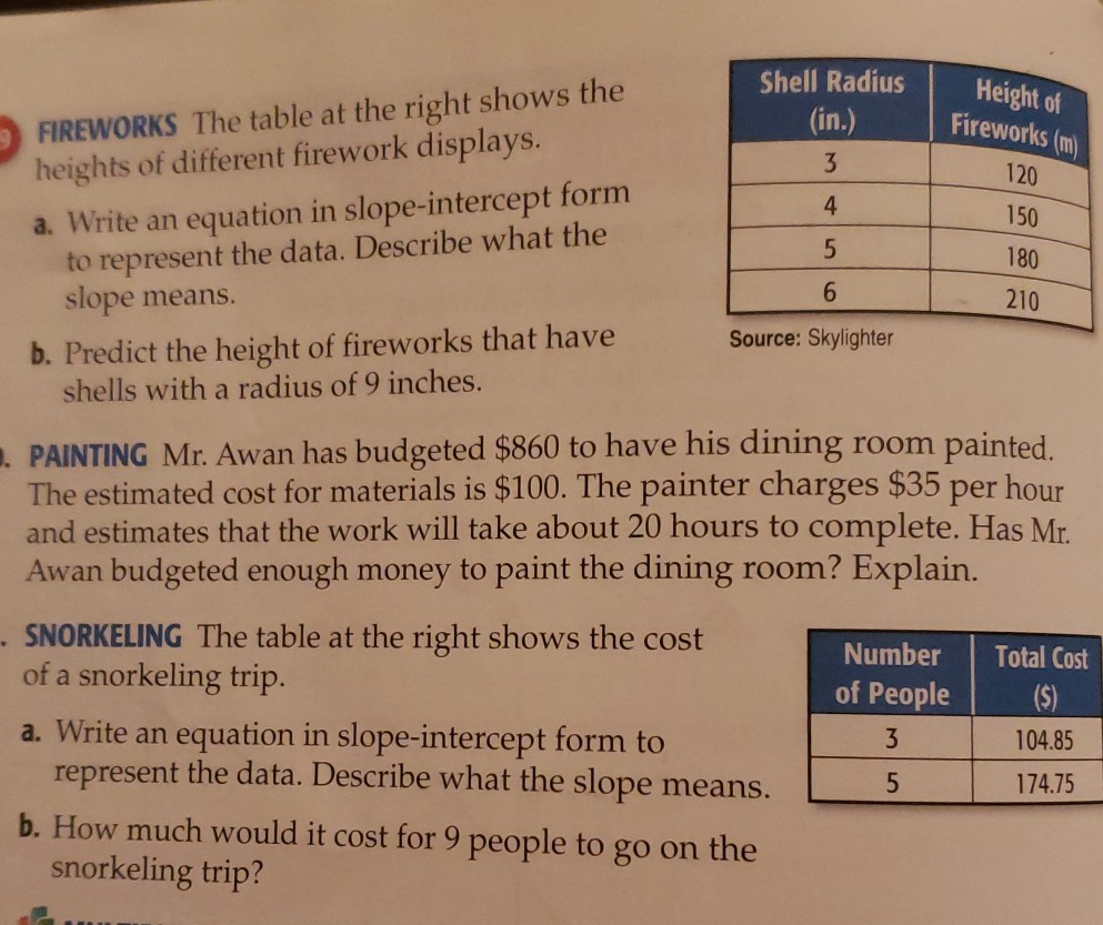 Solved Height of Fireworks (m) (in.) 180 6 Shell Radius | Chegg.com