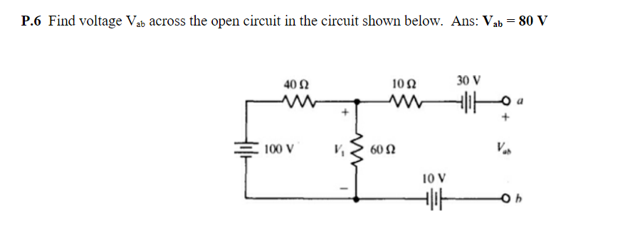 Solved P.6 Find voltage Vab across the open circuit in the | Chegg.com