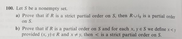 Solved 100. Let S be a nonempty set. a) Prove that if R is a | Chegg.com