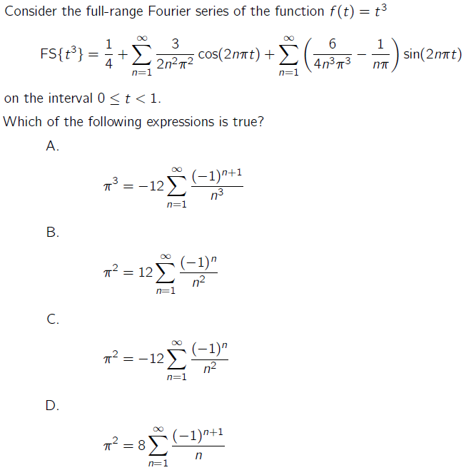 Solved Consider the full-range Fourier series of the | Chegg.com