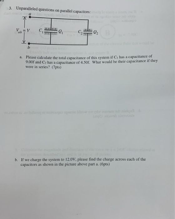 Solved 3. Unparalleled questions on parallel capacitors: 0 0 | Chegg.com