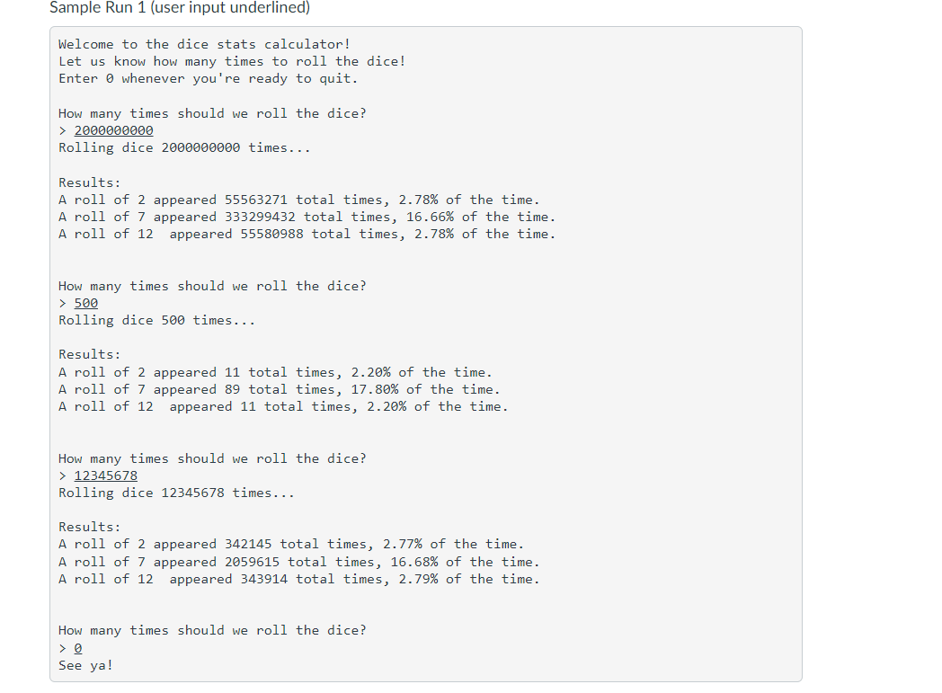 Solved Homework 5: Dice Roller Program Description This | Chegg.com