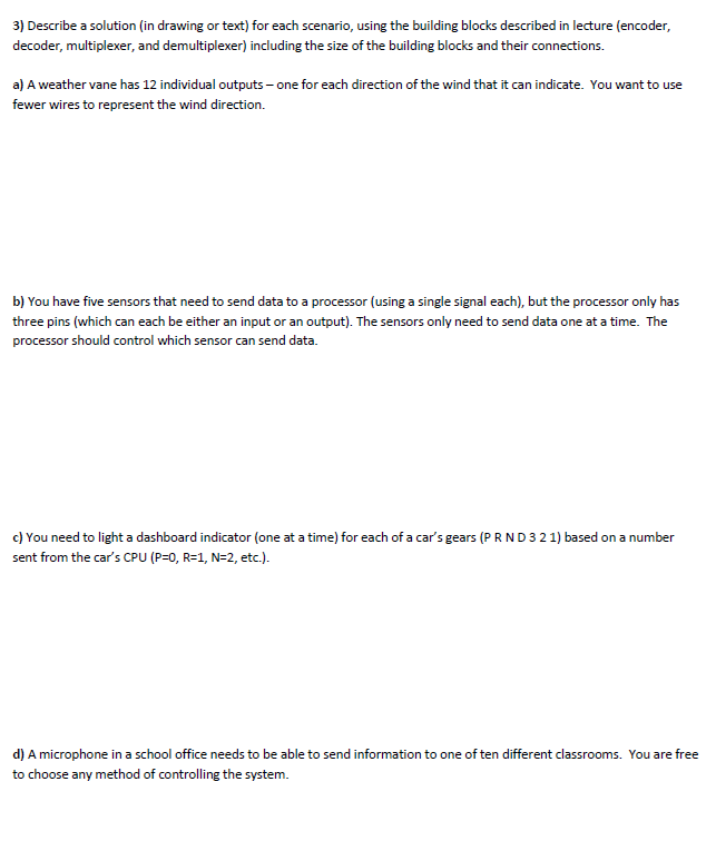 Solved 3) Describe a solution (in drawing or text) for each | Chegg.com