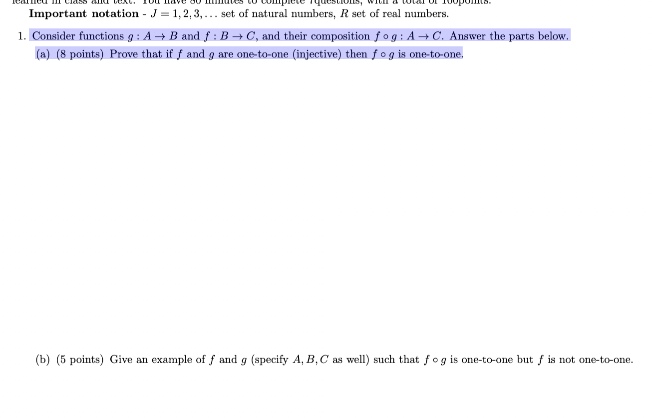 Solved Important notation −J=1,2,3,… set of natural numbers, | Chegg.com