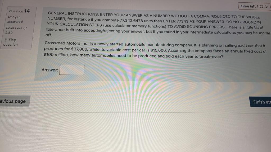 Solved Time left 1:27:31 Question 14 Not yet answered | Chegg.com