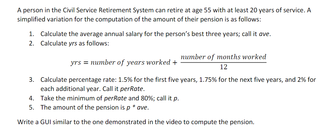 Solved A person in the Civil Service Retirement System can | Chegg.com