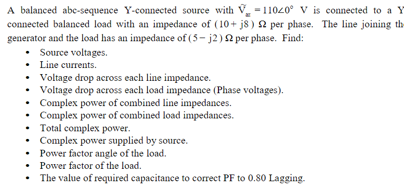 Solved A balanced abc-sequence Y-connected source with | Chegg.com
