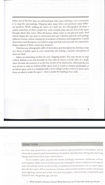 FOR ANTHROPOLOGY ***** JOURNAL 3 Fieldwork: | Chegg.com