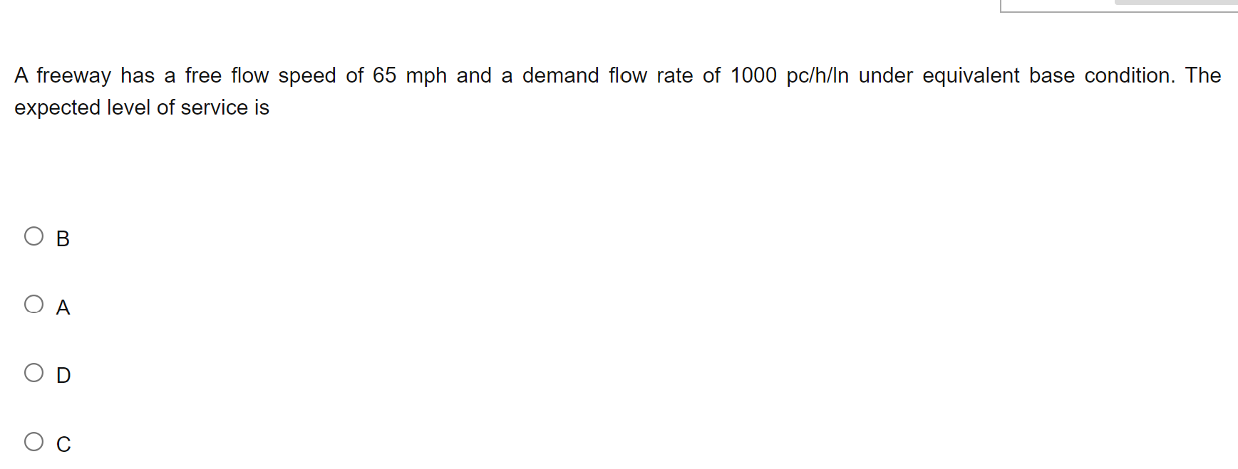 Solved A freeway has a free flow speed of 65mph and a demand | Chegg.com