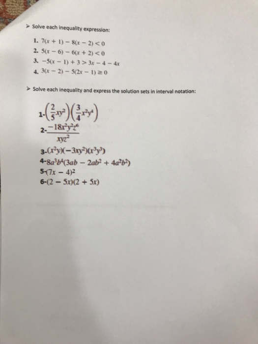 Solved Solve each inequality expression: 2. 5(x - 6) -6x | Chegg.com