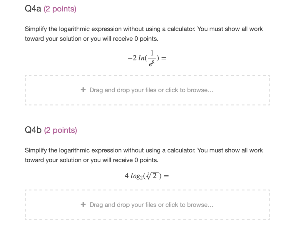 Solved Q4a (2 points) Simplify the logarithmic expression | Chegg.com