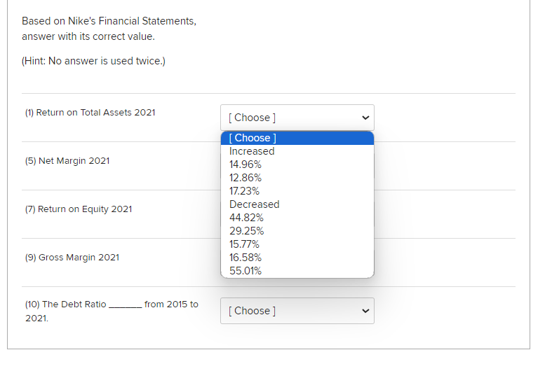 Solved Based on Nike's Financial Statements, answer with its | Chegg.com
