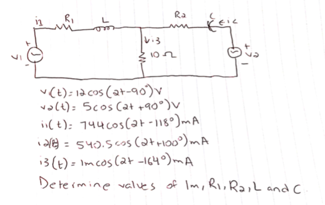 Solved Ri 11 Ra L 02 {S Iviz } 102 v(t): ld cos (27-90°)v | Chegg.com