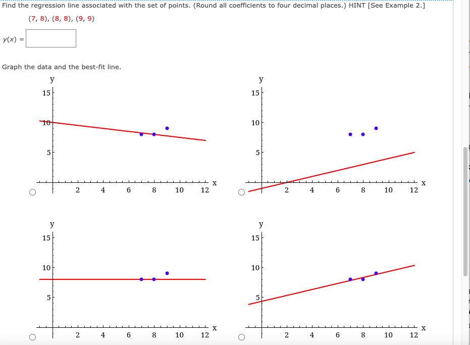 Solved Find the regression line associated with the set of | Chegg.com