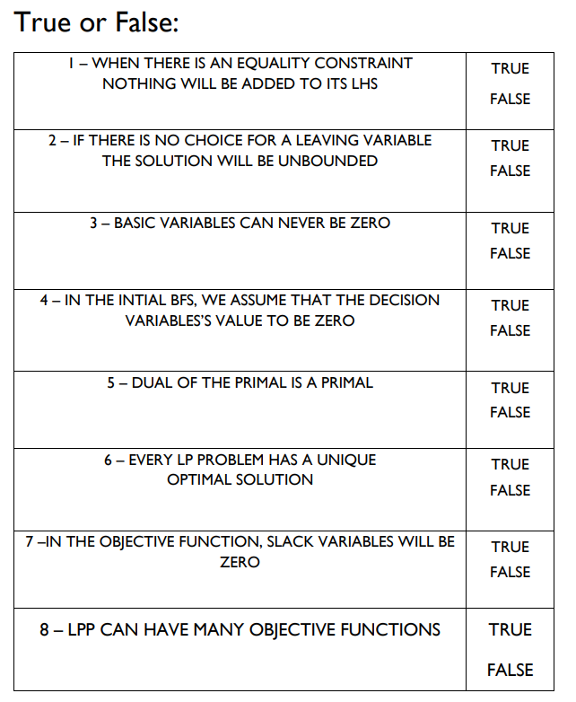 Solved True or False: I - WHEN THERE IS AN EQUALITY | Chegg.com
