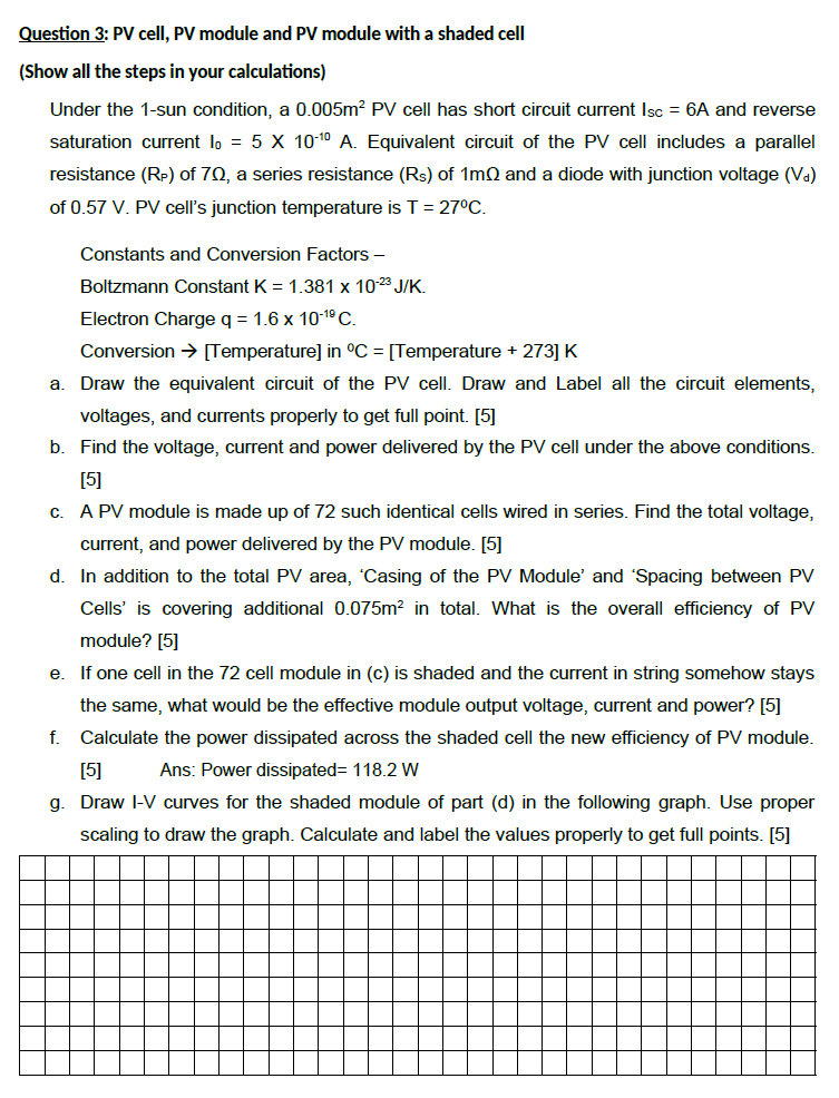 Solved Question 3: PV cell, PV module and PV module with a | Chegg.com