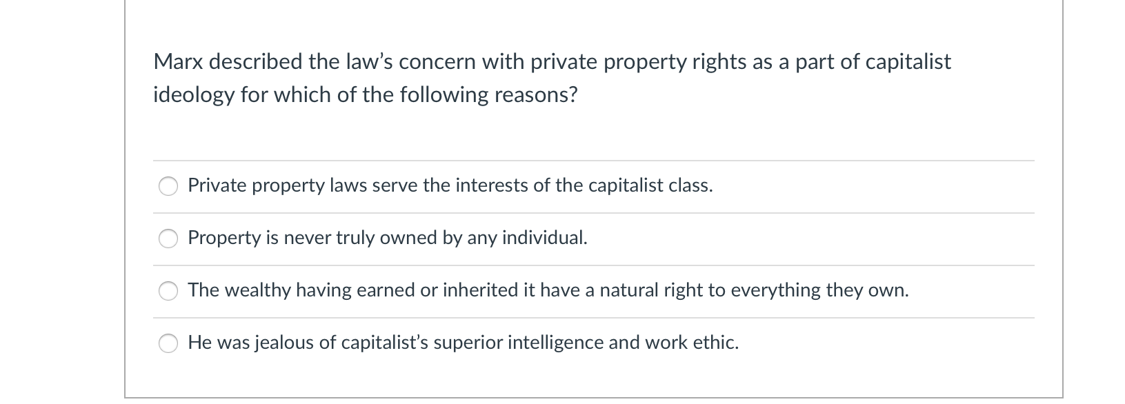 Solved Marx described the law's concern with private | Chegg.com