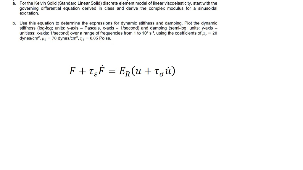 For the Kelvin Solid (Standard Linear Solid) discrete | Chegg.com
