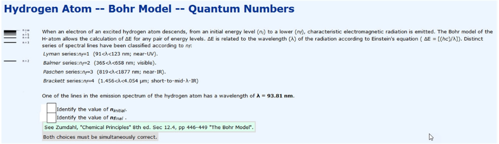 Solved Bohr Model Hydrogen Atom Quantum Numbers When an | Chegg.com