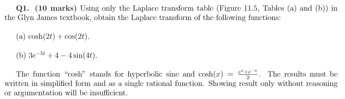 Solved Q1. (10 marks) Using only the Laplace transform table | Chegg.com