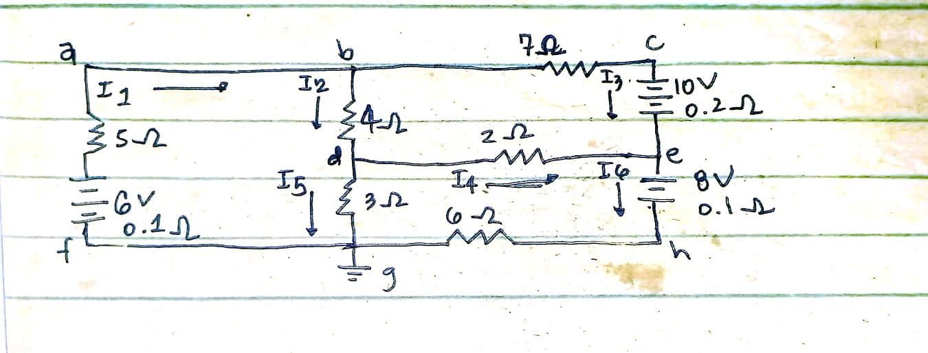 Solved Determine (a) the currents I1,I2, I3, I4, I5, and I6 | Chegg.com