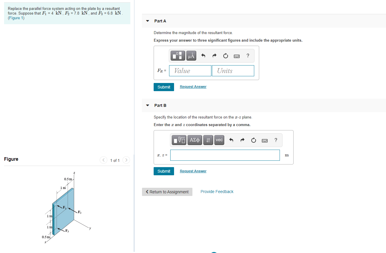 Solved Replace the parallel force system acting on the plate | Chegg.com
